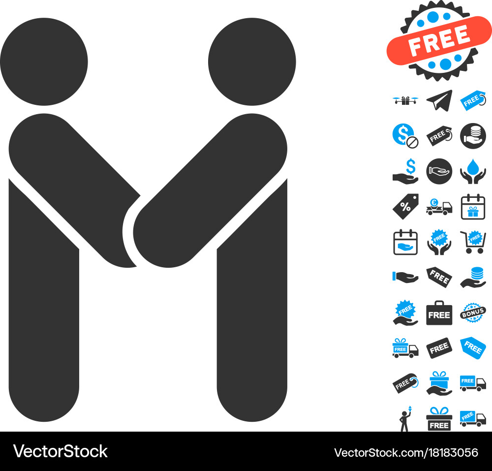 Persons handshake icon with free bonus Royalty Free Vector