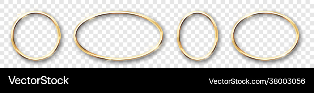 Realistic golden oval and circle frames for event Vector Image