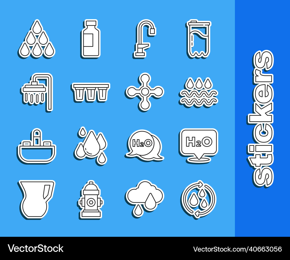 Set line recycle clean aqua chemical formula Vector Image