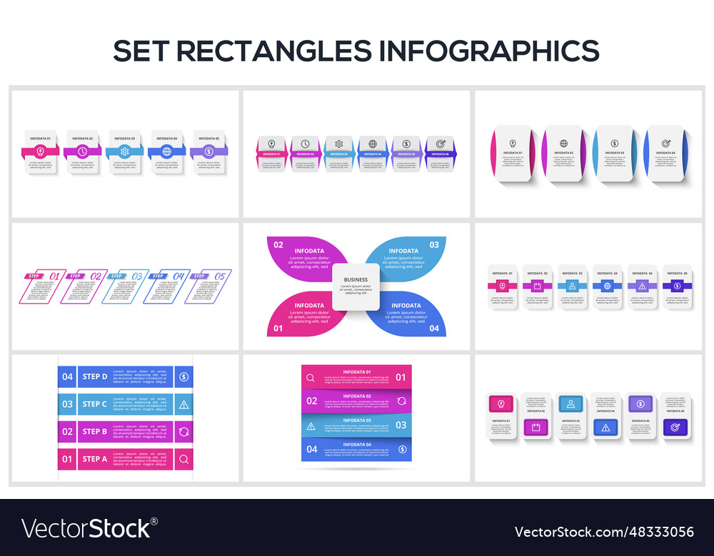 Set rectangles concept for infographics with 4 5 Vector Image