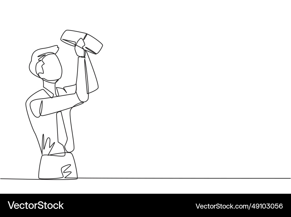 Single continuous line drawing of businessman Vector Image