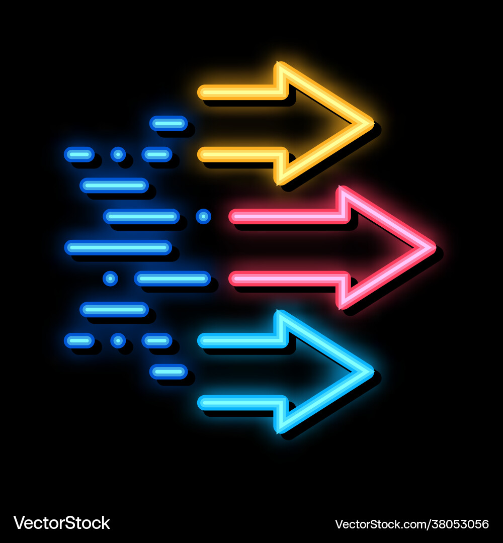 Speed arrows neon glow icon Royalty Free Vector Image