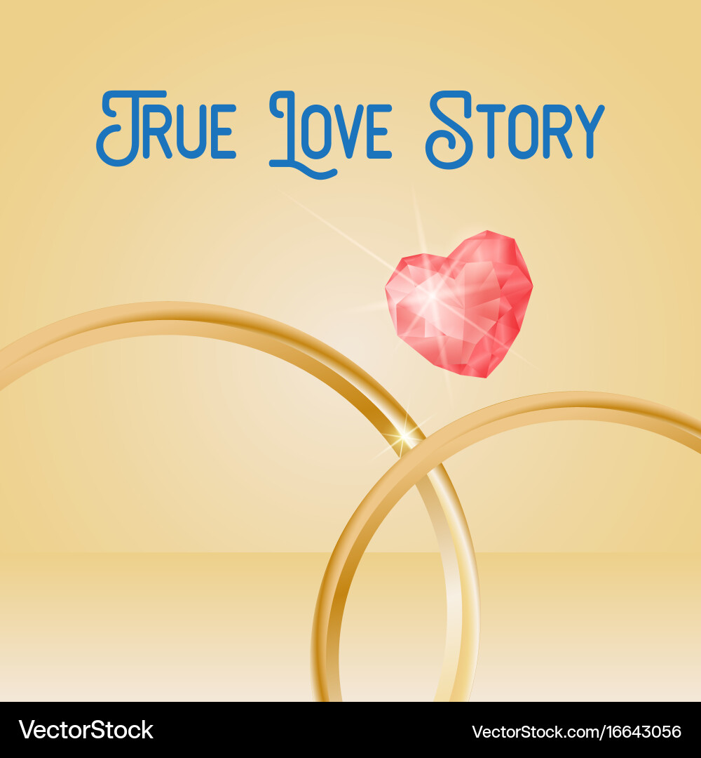 Wedding background with gold rings heart shaped Vector Image