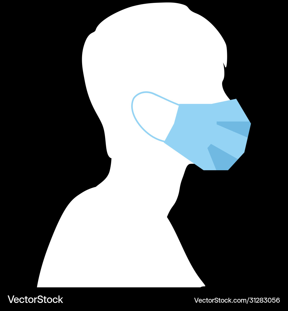 White silhouette in a medical mask Royalty Free Vector Image