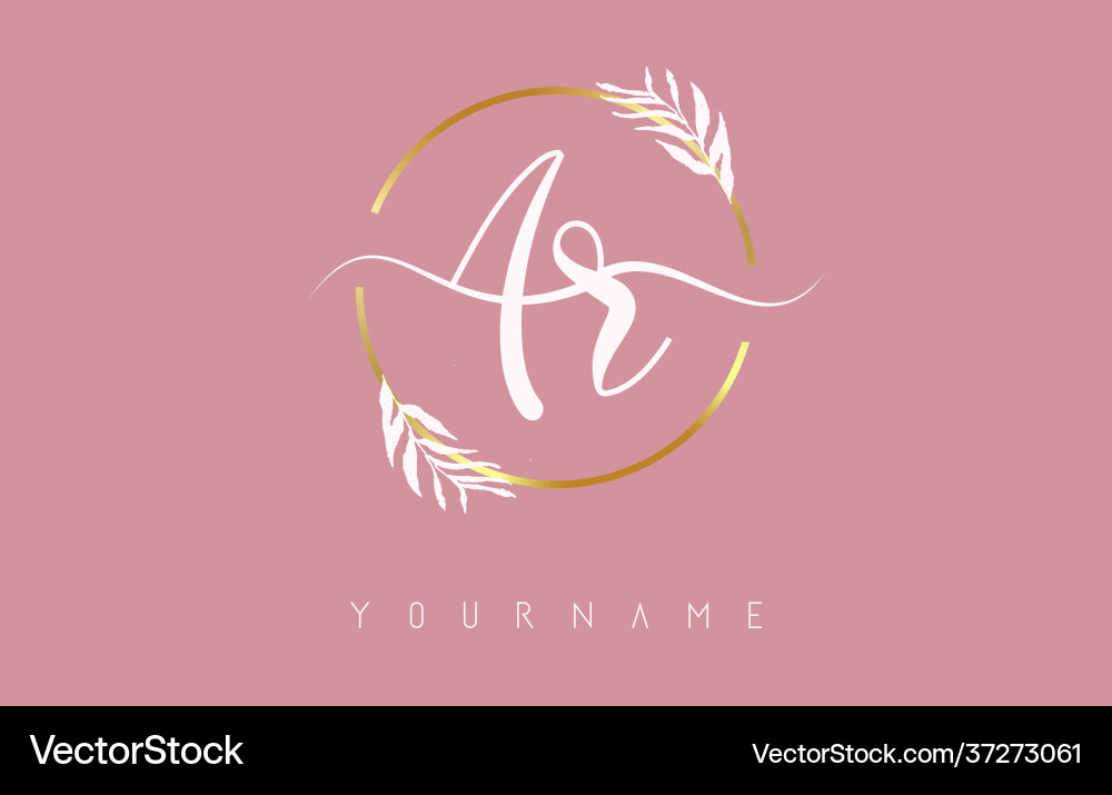 Ar a r letters logo design with golden circle Vector Image