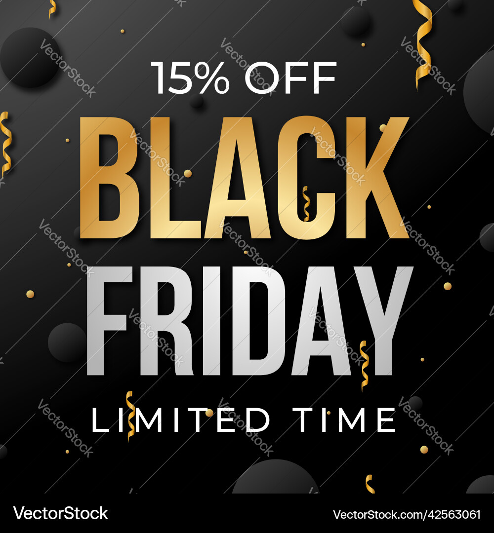 Black friday gold color ribbon effect Royalty Free Vector