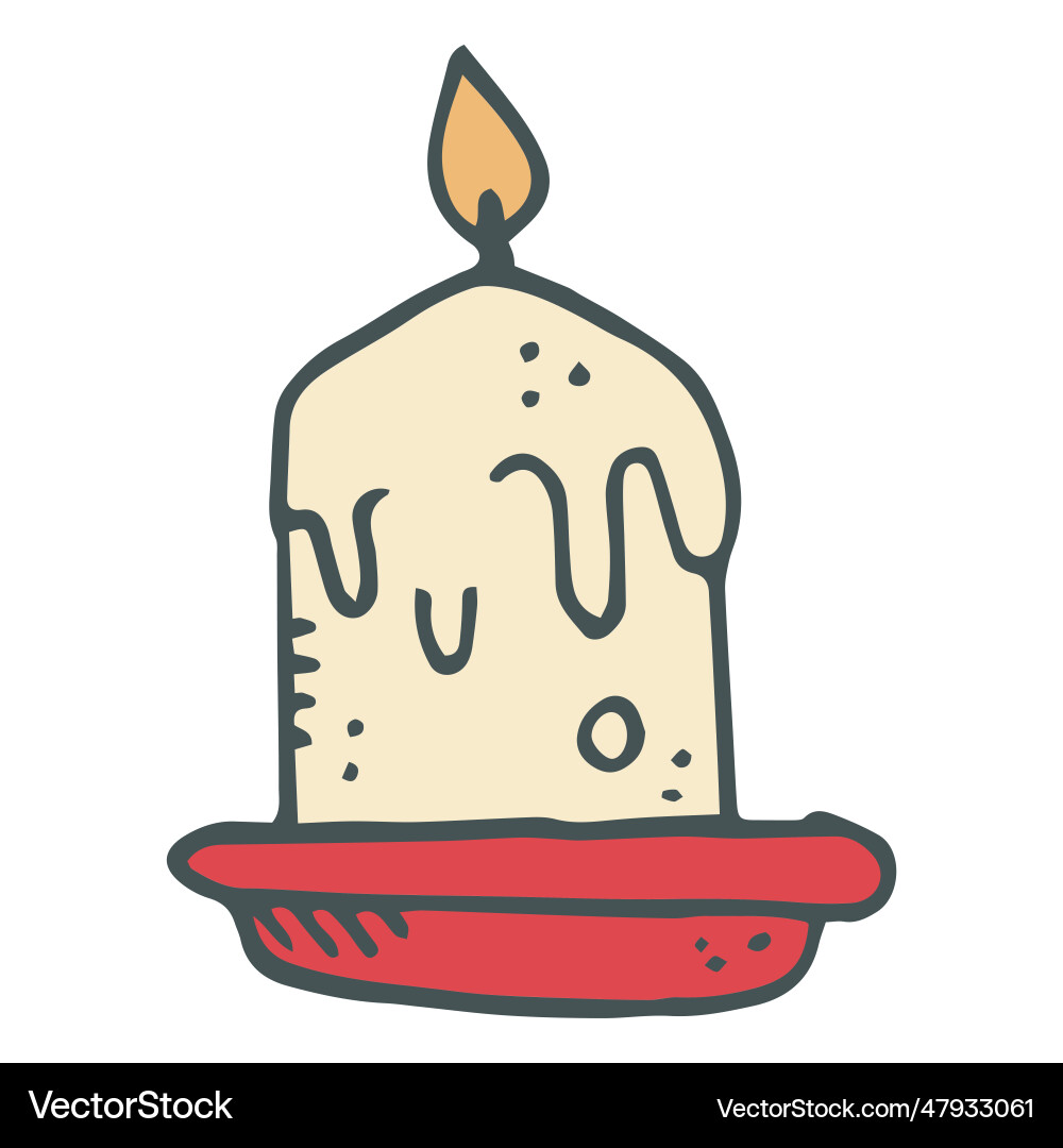 Candle hand drawn cartoon icon 6 Royalty Free Vector Image
