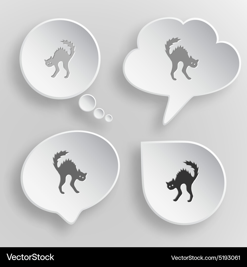 Cat white flat buttons on gray background Vector Image