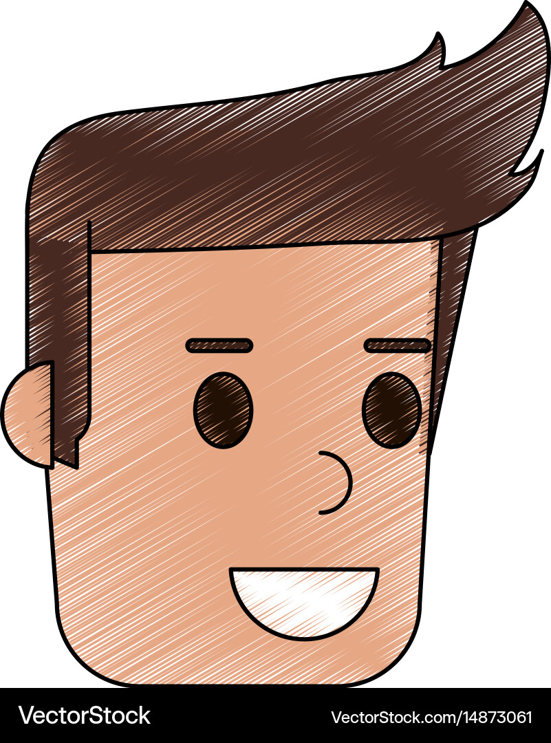 Color pencil cartoon side view face guy Royalty Free Vector