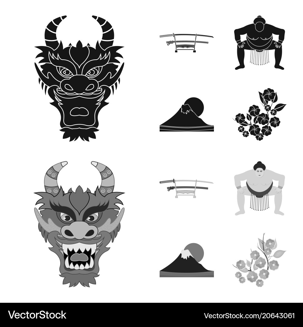 Dragon mask katano a man is sumo player Royalty Free Vector