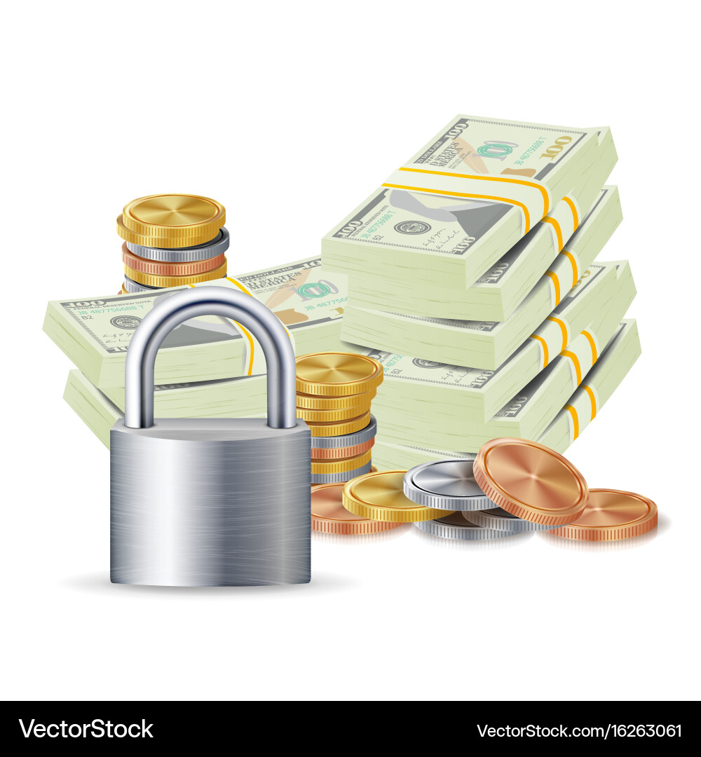 Finance secure concept metal coins money Vector Image