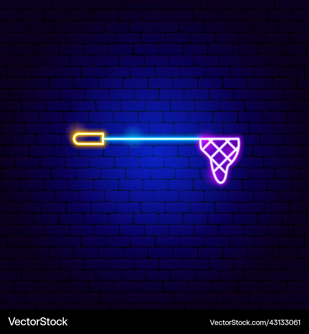 Fishermans landing net neon sign Royalty Free Vector Image