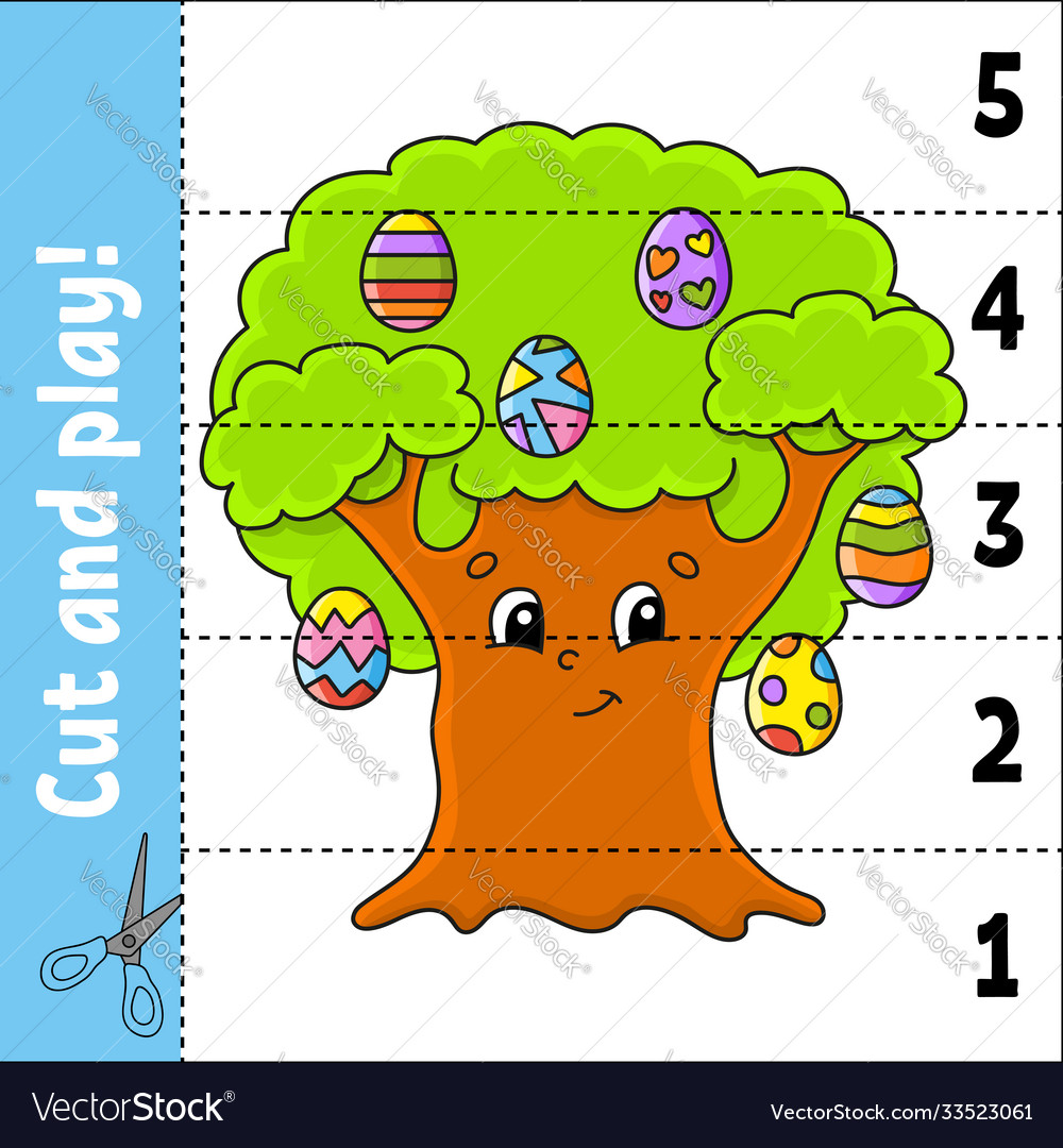 Learning numbers 1-5 cut and play education Vector Image