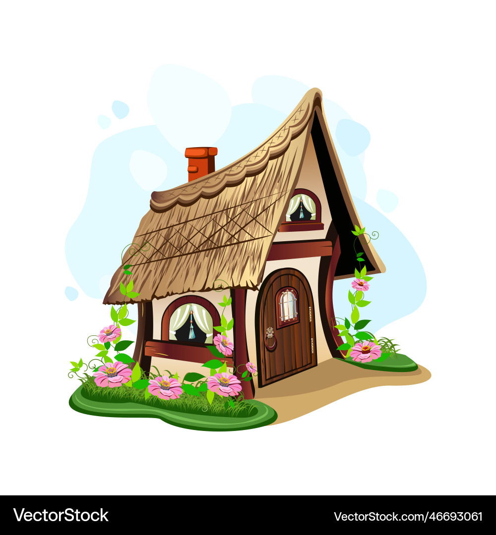 Log house with thatched roof Royalty Free Vector Image