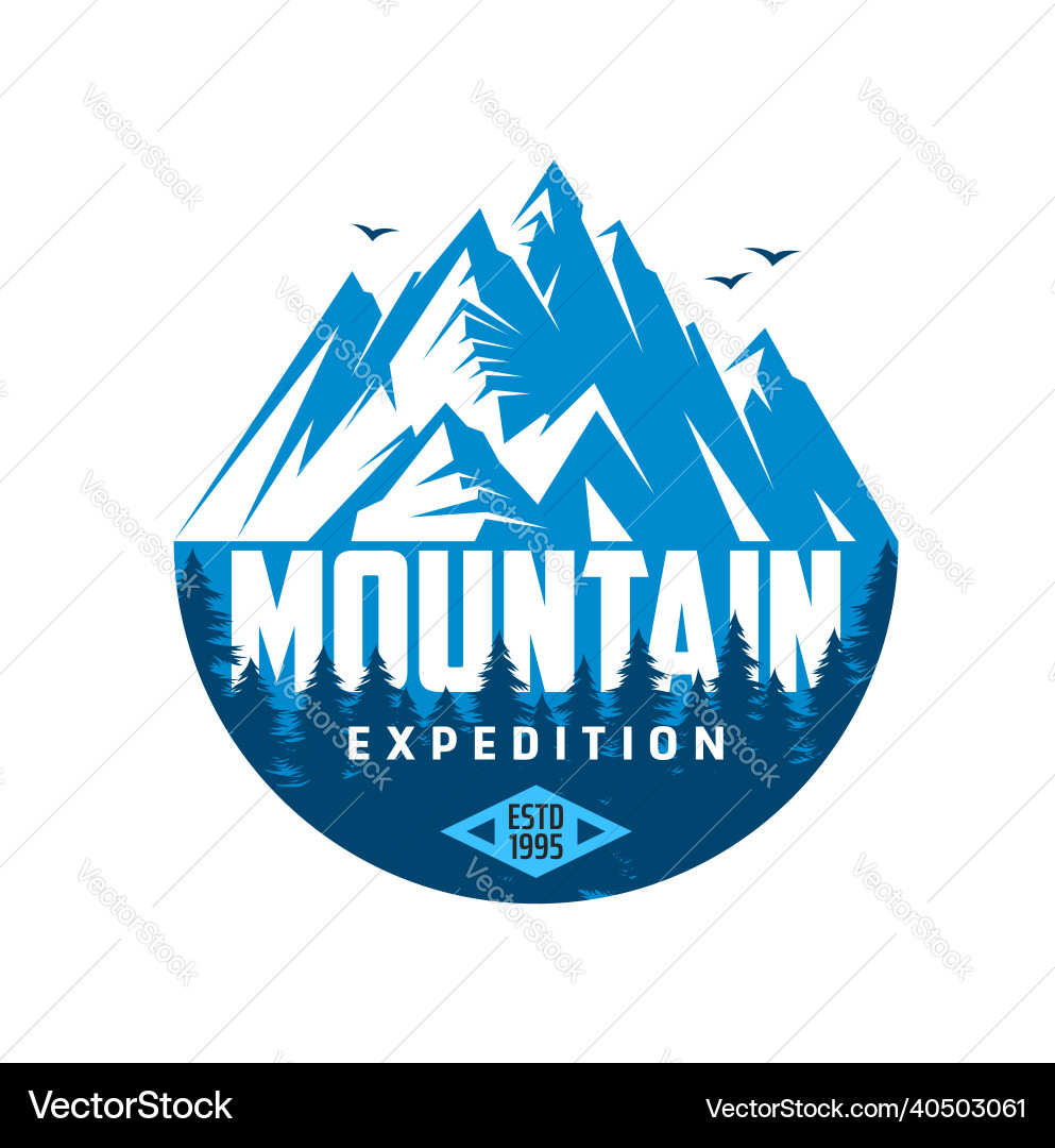 Mountain expedition icon emblem for tourism Vector Image