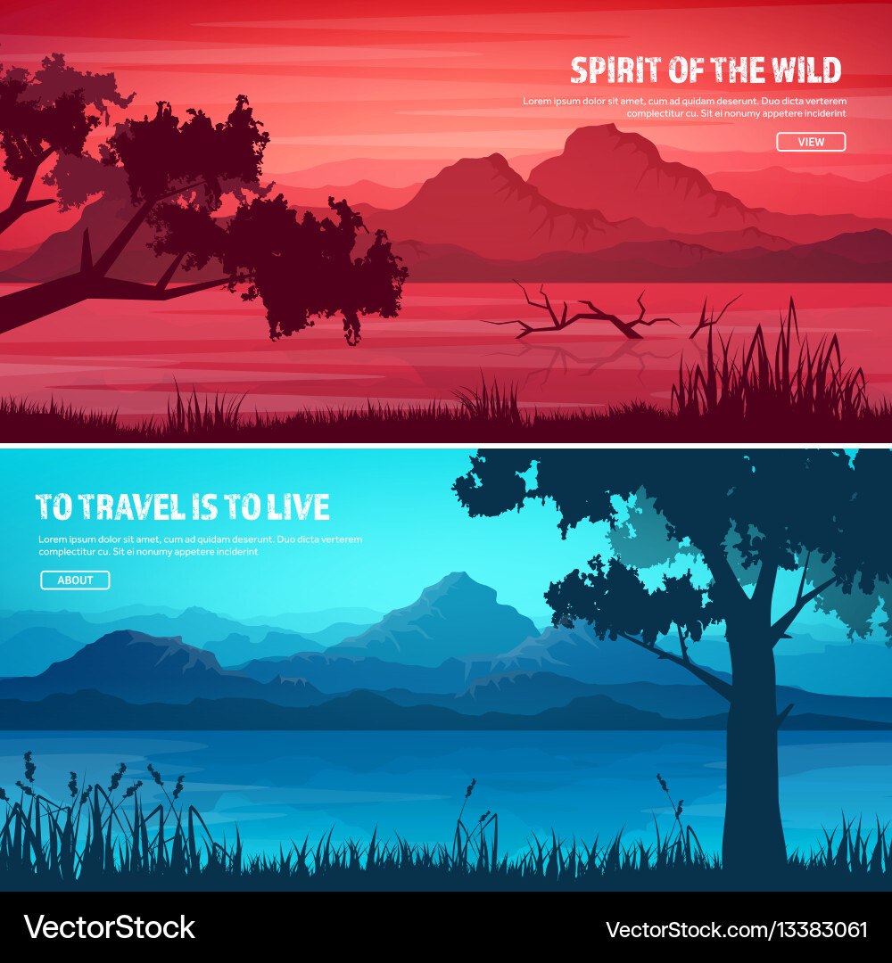 Mountains and forest wild nature landscape Vector Image