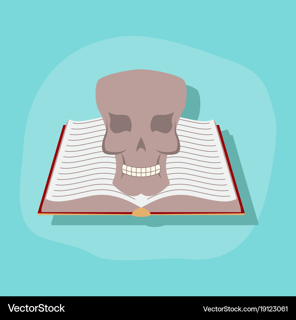 Paper sticker on stylish background book skull Vector Image