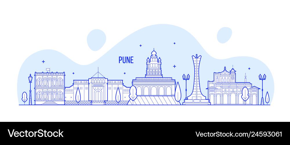 Pune skyline maharashtra india city linear Vector Image