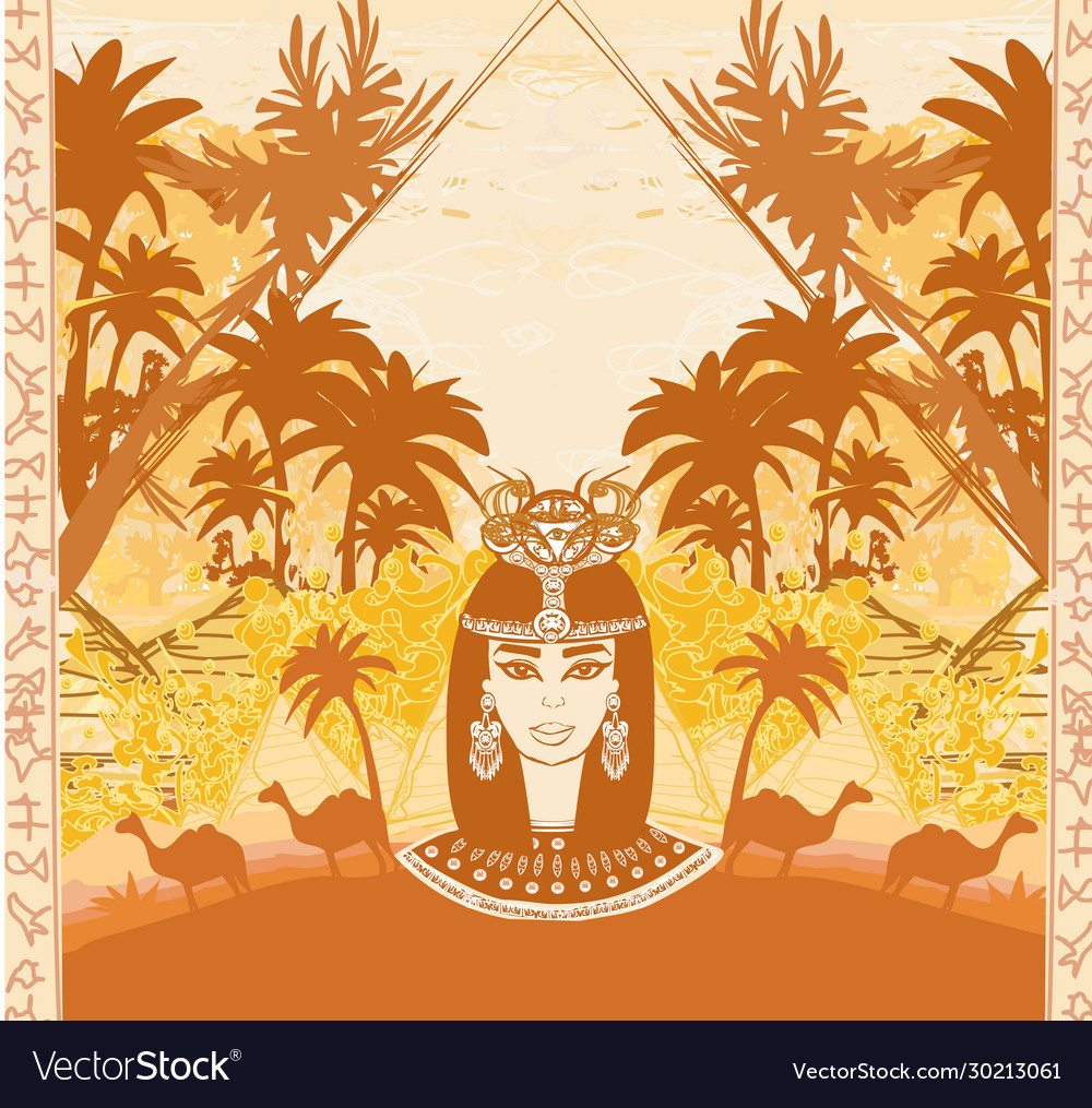 Retro frame with egyptian queen Royalty Free Vector Image