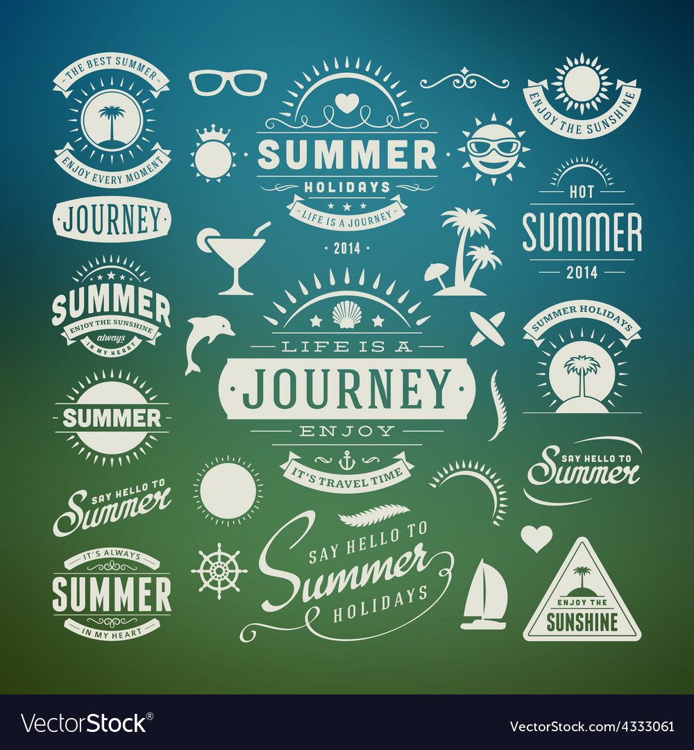 Retro summer design elements Royalty Free Vector Image