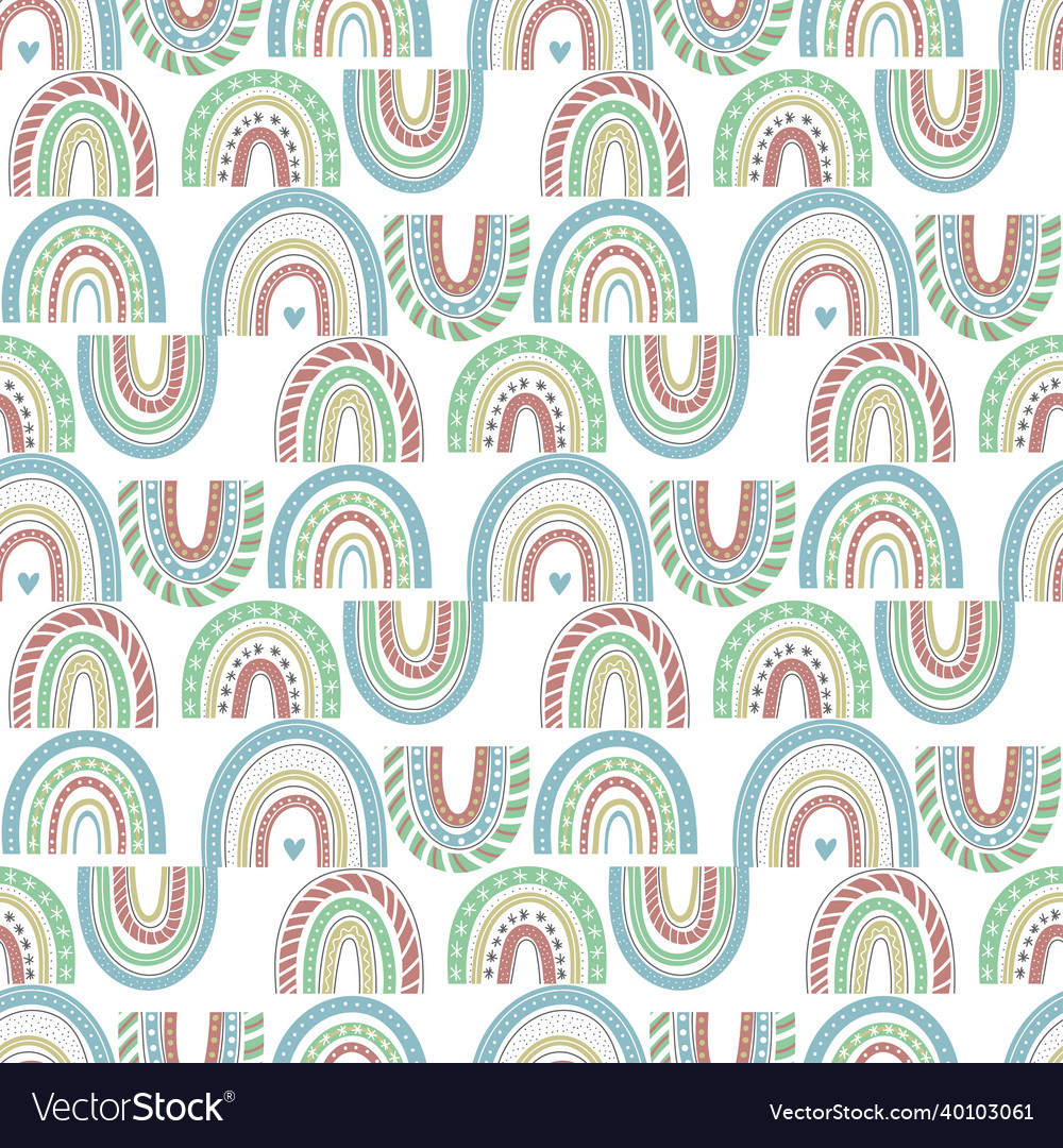 Seamless pattern with rainbow Royalty Free Vector Image