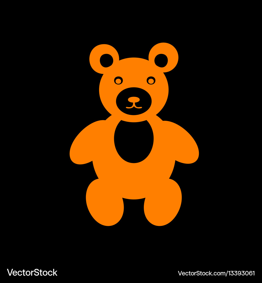 Teddy bear sign orange icon on black Royalty Free Vector