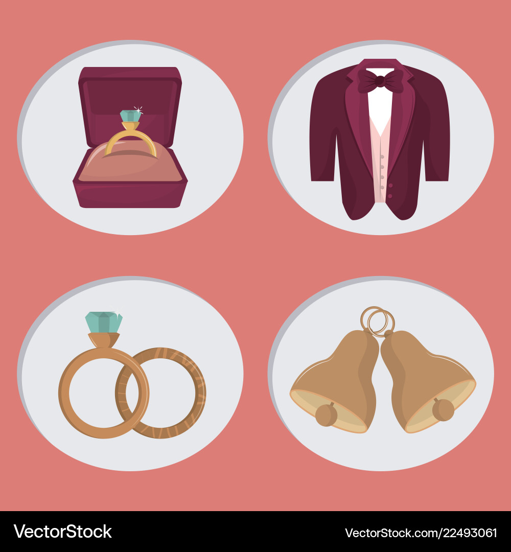 Wedding day icons cartoon Royalty Free Vector Image