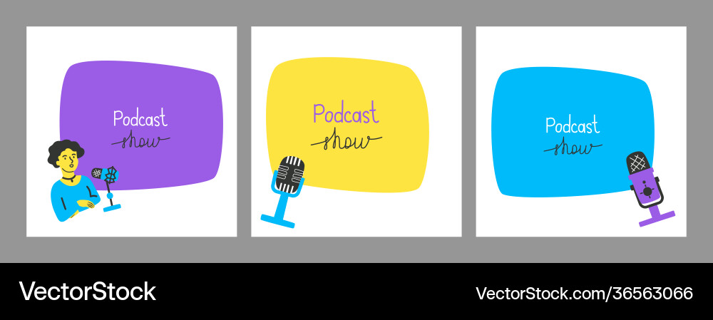 A set banners with microphones radio host Vector Image