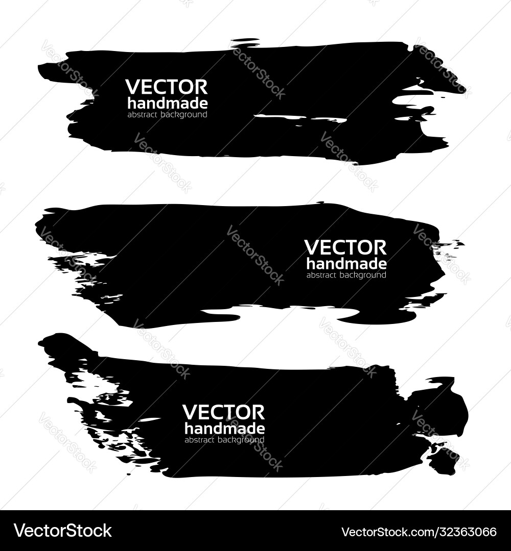 Abstract big black long brush strokes isolated Vector Image
