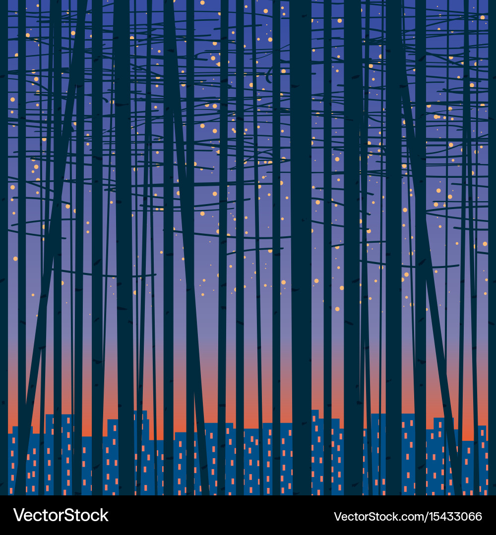 Background with a grove against city Royalty Free Vector