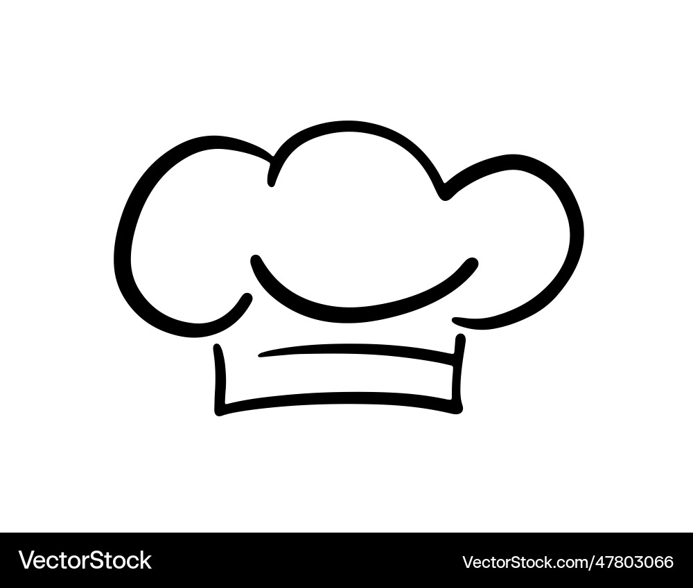 Chef hat line art drawing icon cooking logo design