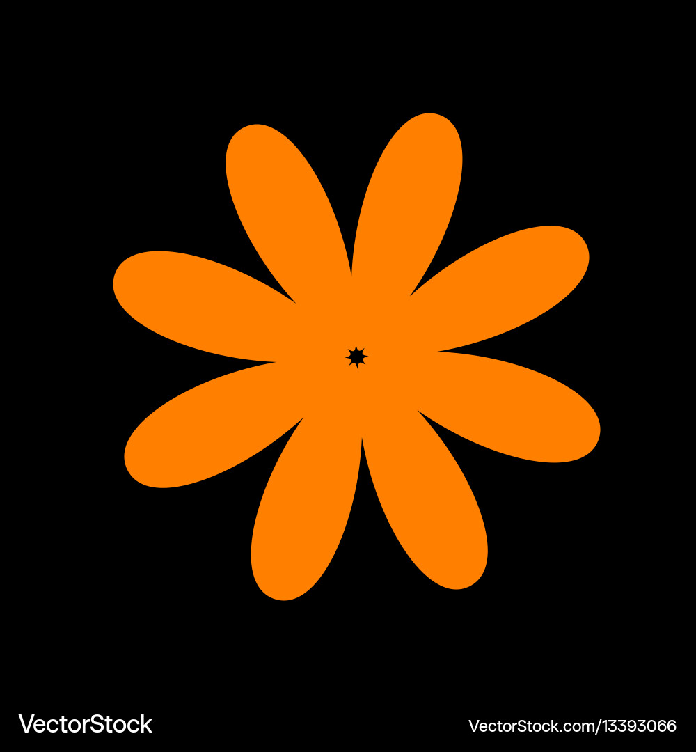 Flower sign orange icon on black Royalty Free Vector Image