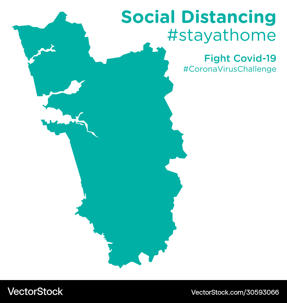 Goa map with social distancing stayathome tag Vector Image