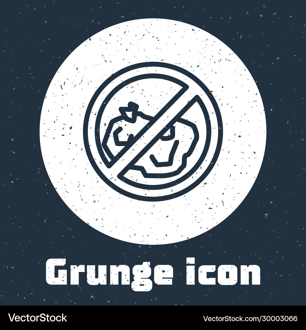 Grunge line no trash icon isolated on grey Vector Image