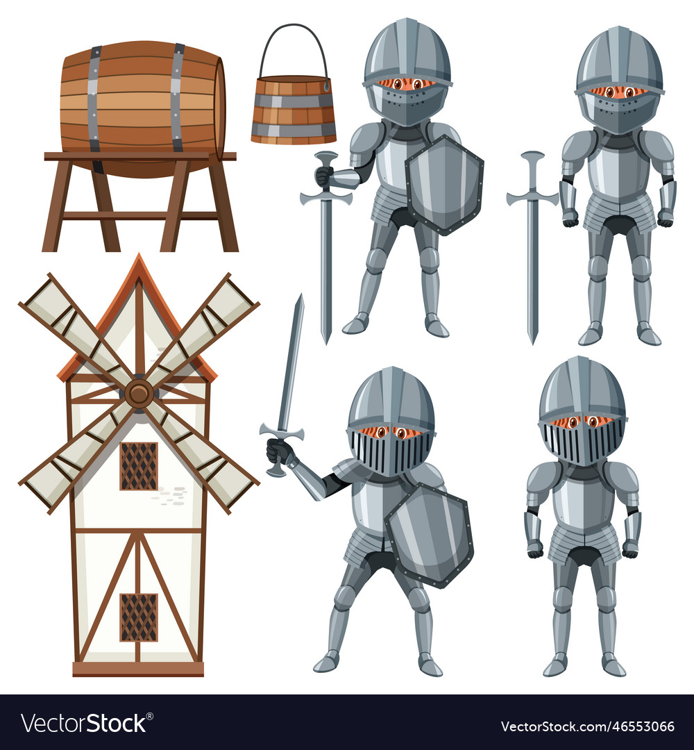 Set of medieval object Royalty Free Vector Image