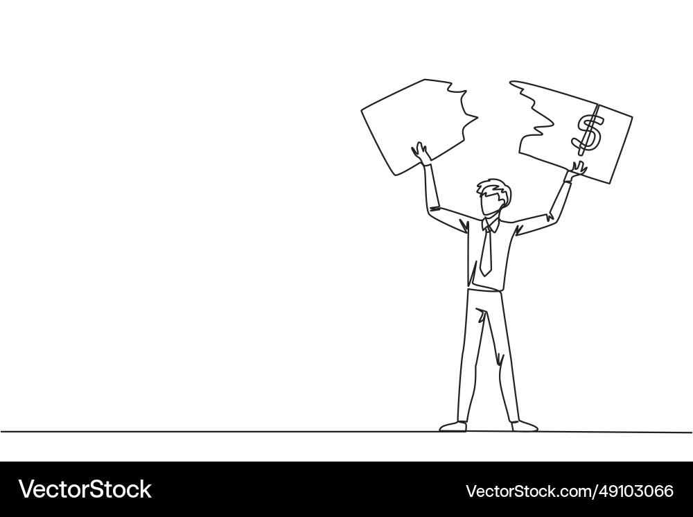 Single continuous line drawing of businessman Vector Image