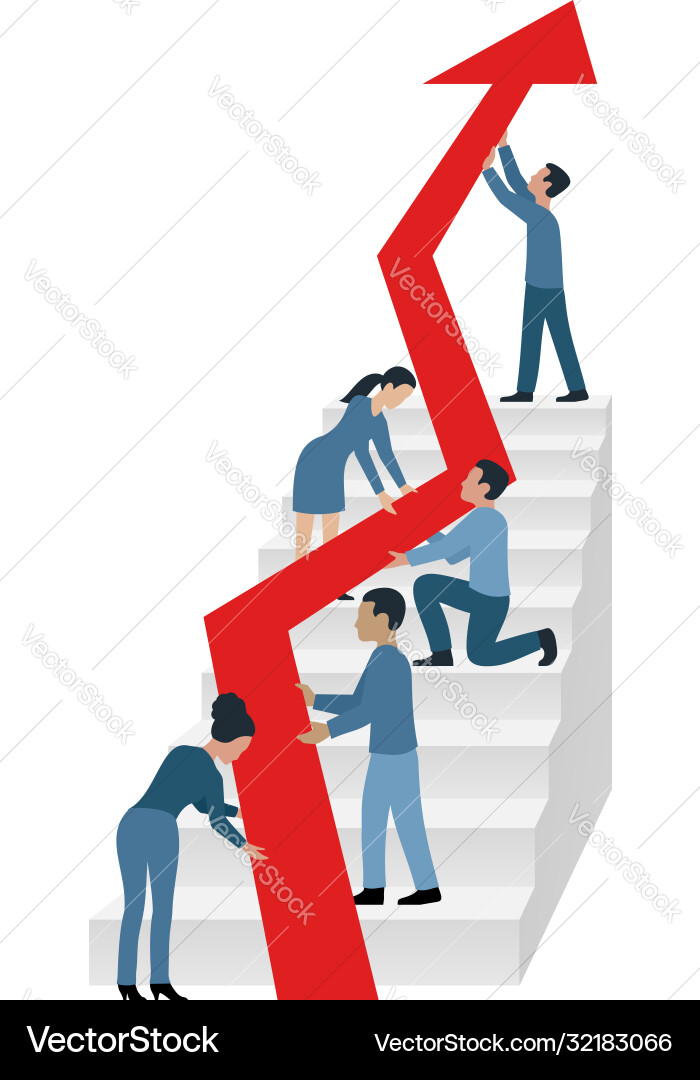 Working team holding arrow up and rising Vector Image