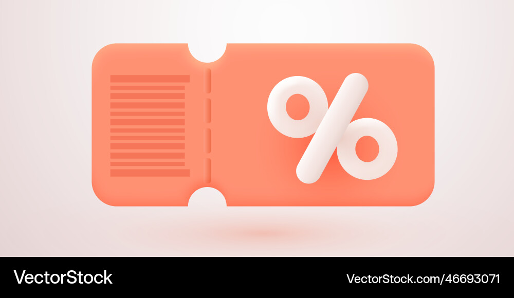 3d coupon with percentages for various discounts Vector Image