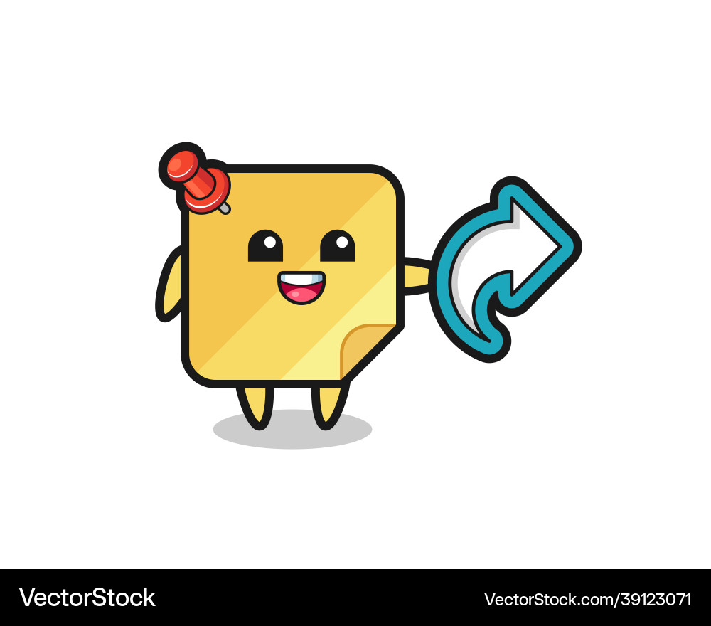 Cute sticky notes hold social media share symbol Vector Image
