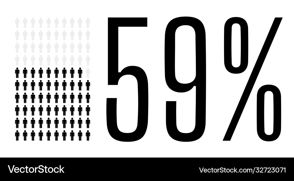 Fifty nine percent people chart graphic 59 Vector Image
