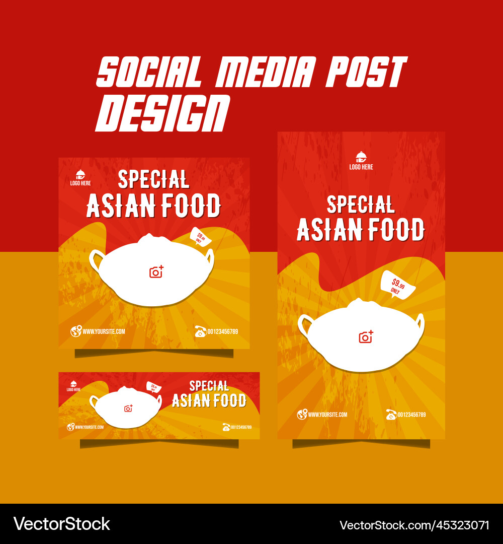 Food asian poster template design Royalty Free Vector Image