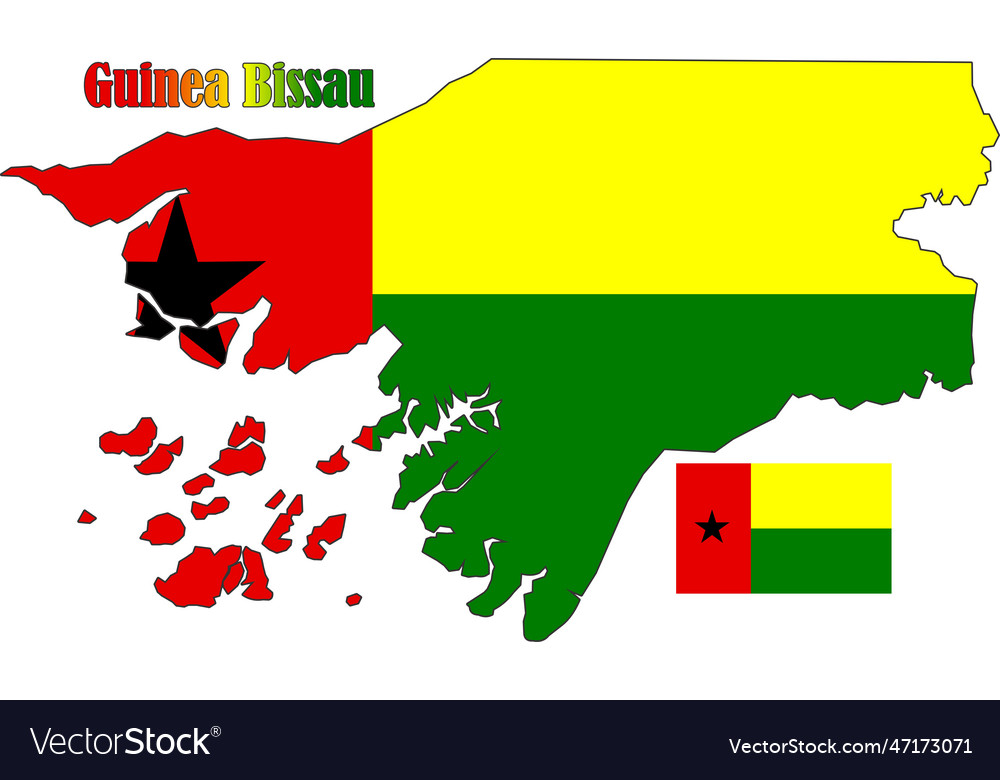 Guinea bissau map and flag Royalty Free Vector Image