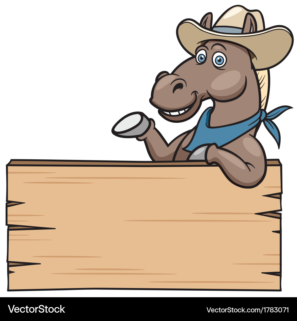 Horse with wooden sign Royalty Free Vector Image