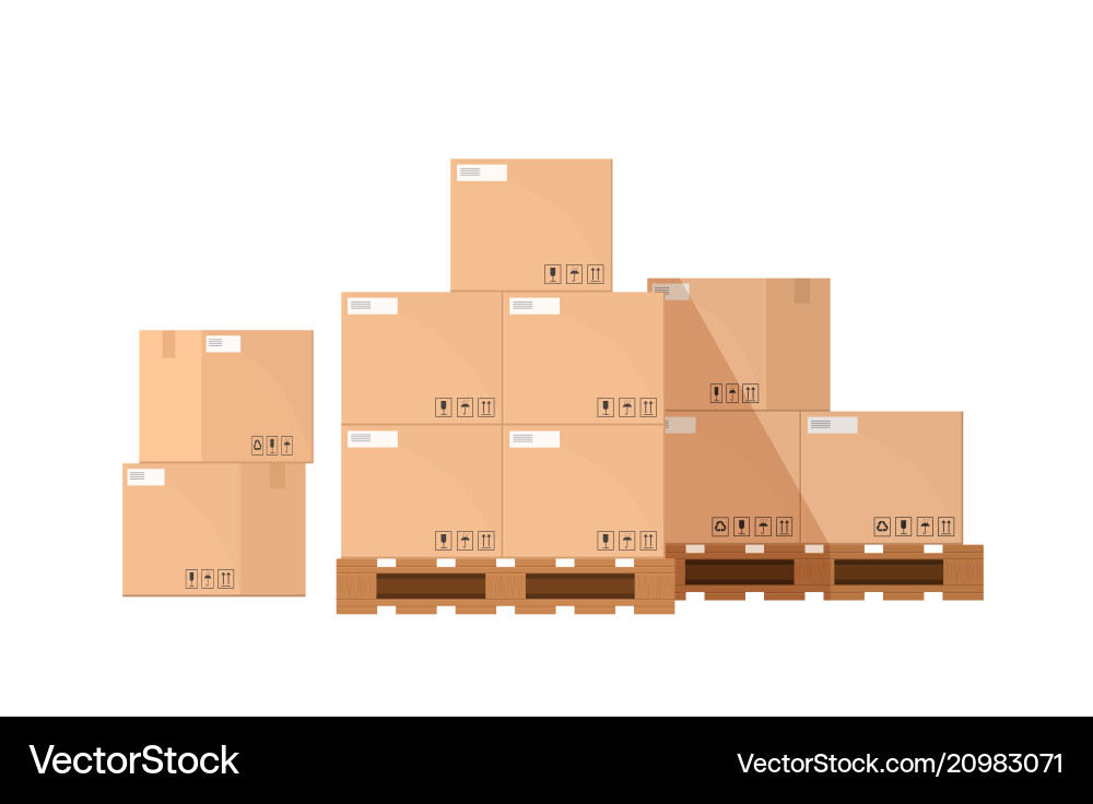 Pile or stack of cardboard or carton boxes Vector Image