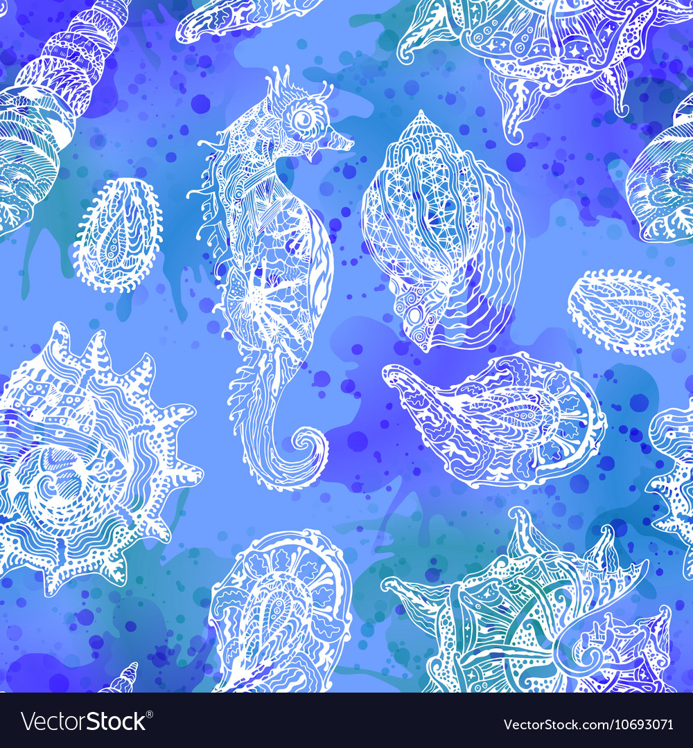 Seamless pattern with abstract shells Royalty Free Vector