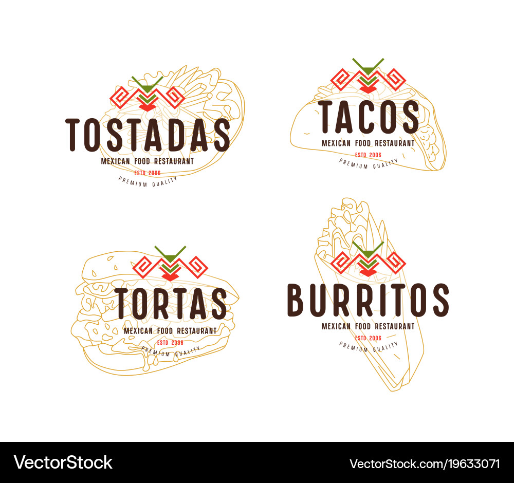 Set label and logo design for mexican food Vector Image