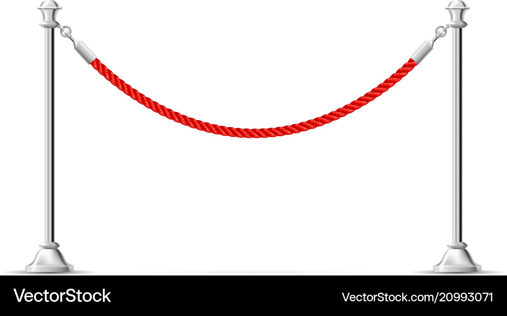 Silver barricade with red rope - barrier vip Vector Image