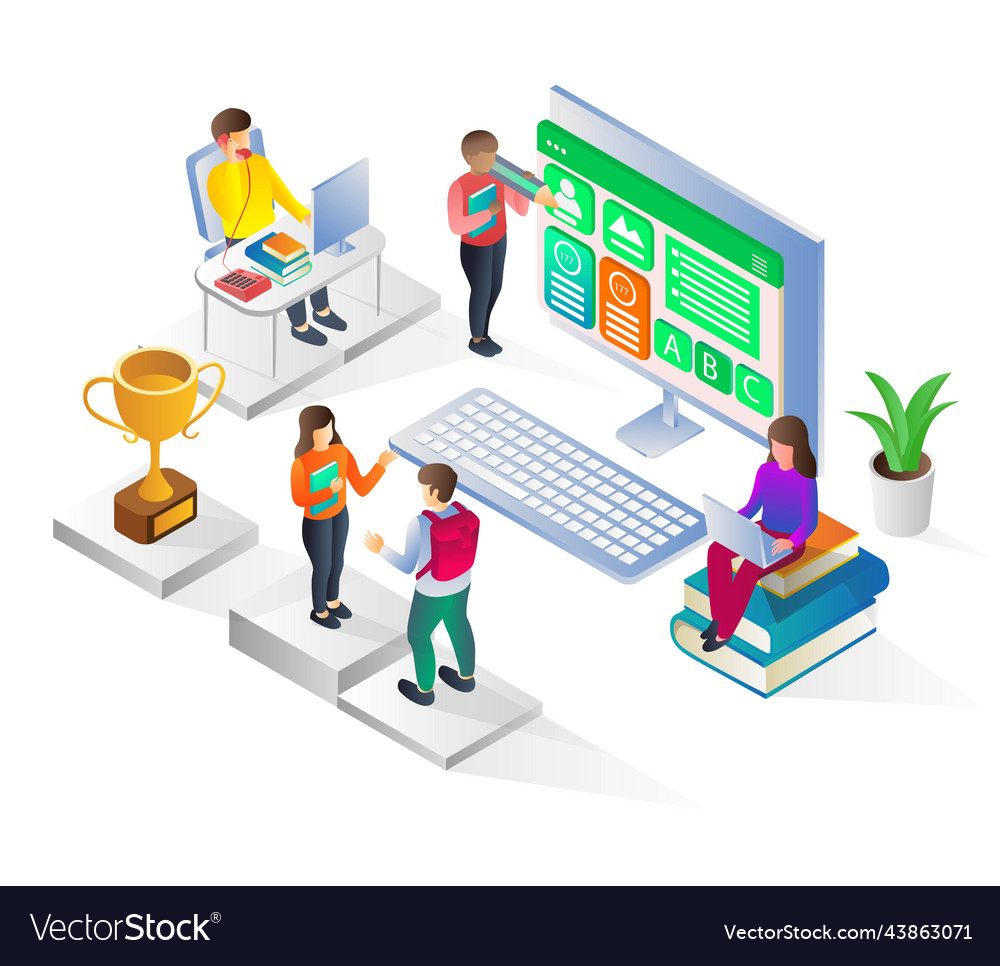 Student activities reading and studying Royalty Free Vector