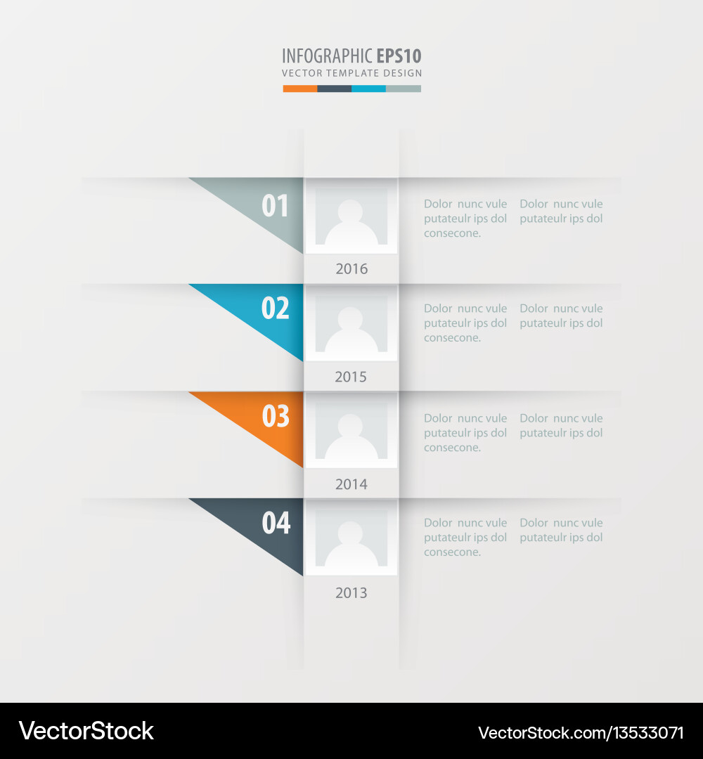 Timeline design template yellow blue pink color Vector Image