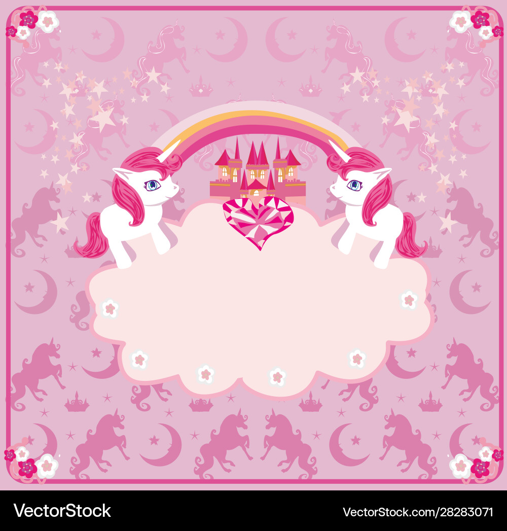 Unicorn fairy tale decorative pink frame Vector Image